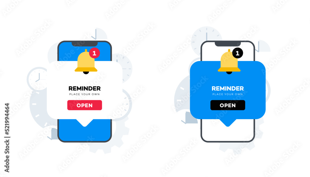 Conceptual vector mobile application reminders. Alarm notice. Calendar ...