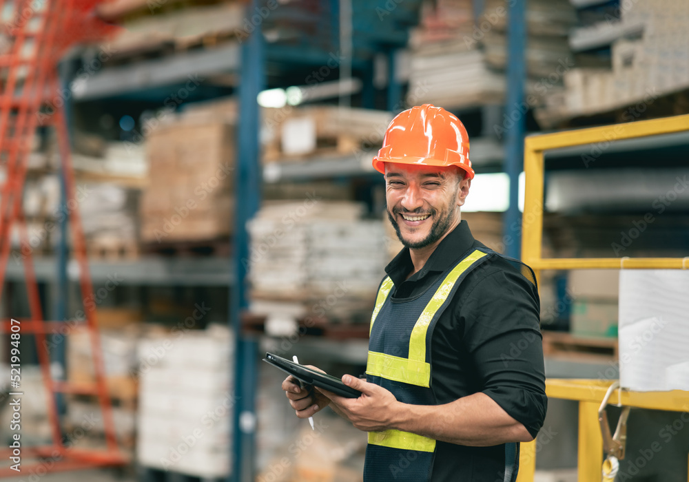Professional manager man employee using tablet check stock working at ...