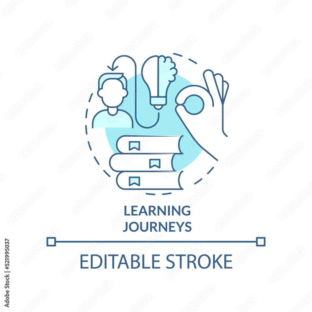 Learning journeys turquoise concept icon. Method for learning ...