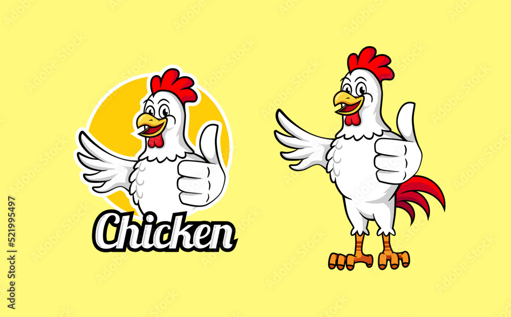 Chicken character mascot logo design. Rooster mascot logo. Vector ...