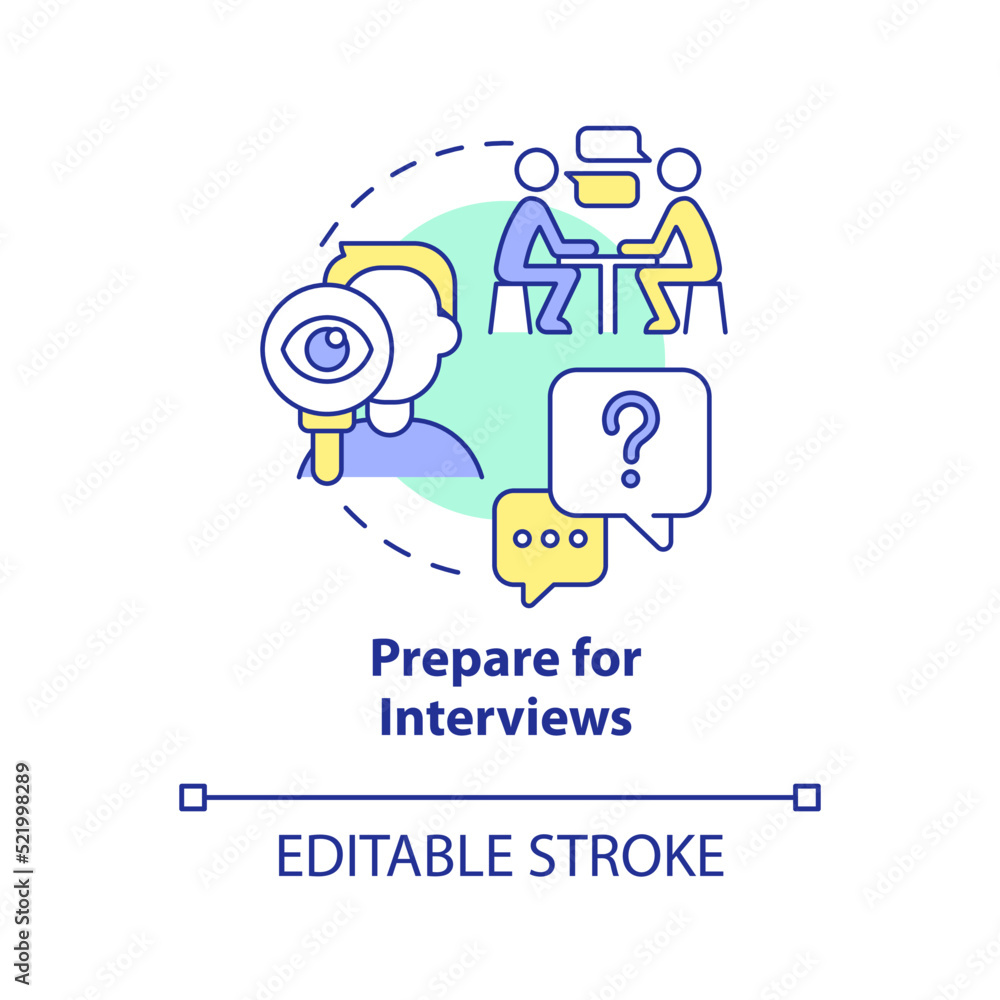 Prepare for interviews concept icon. Apply for position. Becoming data ...