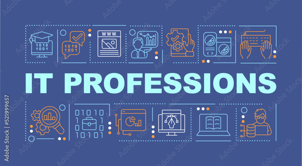 IT professions word concepts blue banner. Computer science ...