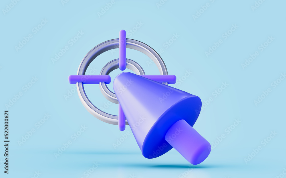 mouse cursor click sign 3d render concept for focus aim file selection ...