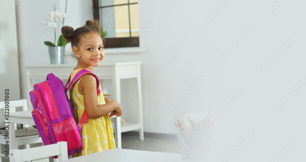 Black student girl with school backpacks on their back came to the ...