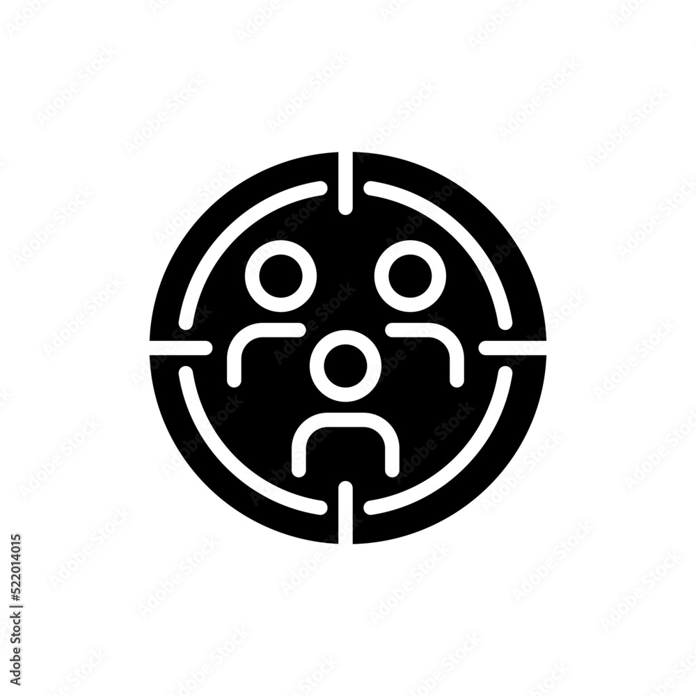 Target audience black glyph icon. Customer research. Consumer ...
