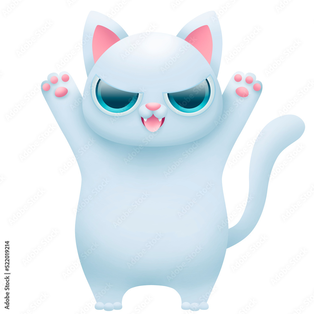 Cartoon angry cat isolated on white background. Cute illustration ...