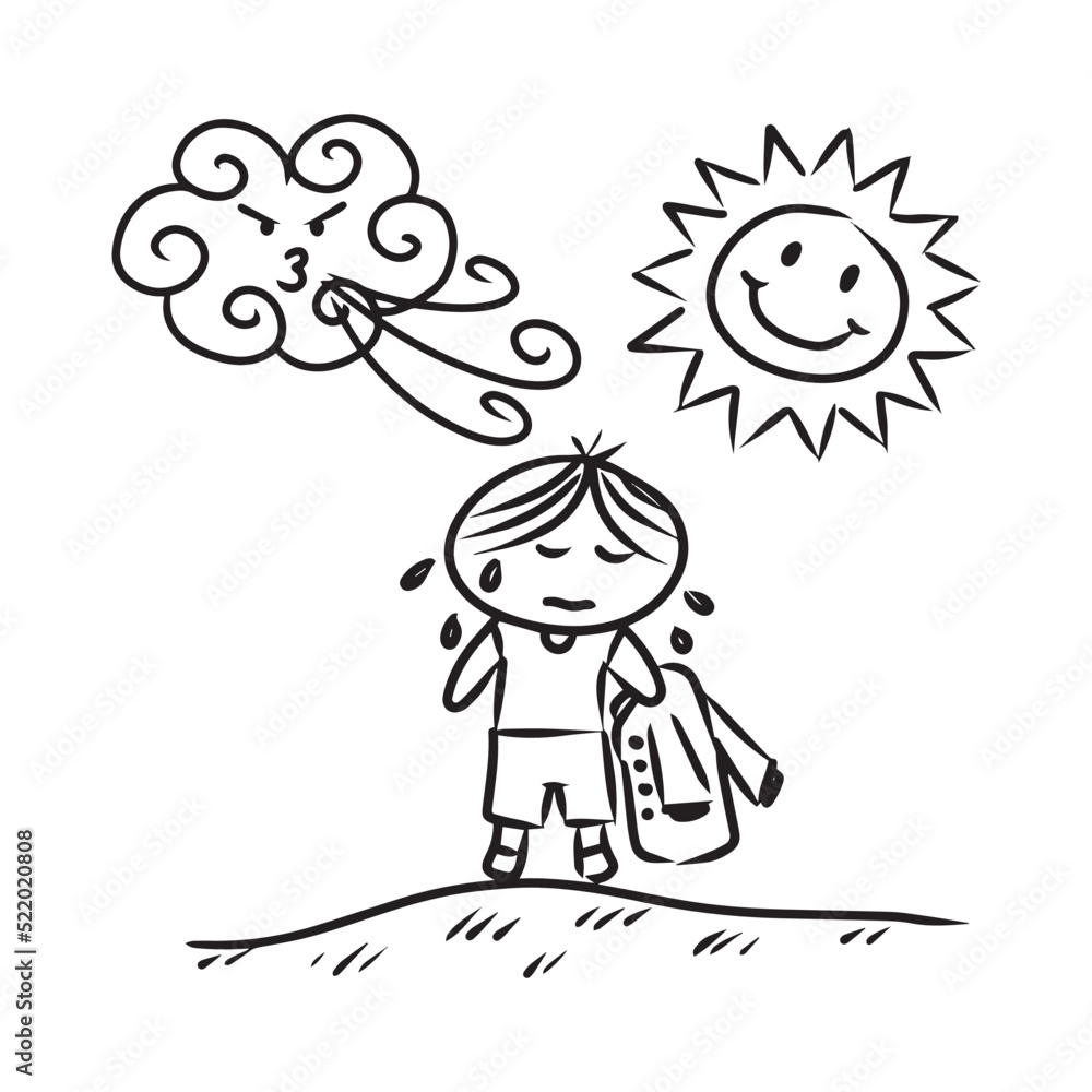 The north wind and the sun vector illustration for story book. Aesop's ...