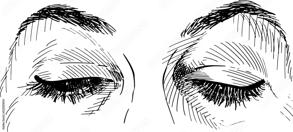 Close-up of half closed female eyes. Concept of eye language, non ...