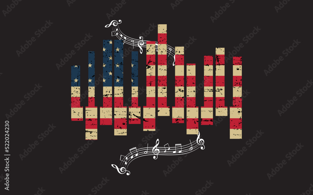 Music logo vector eps, Music logo with usa flag background Stock Vector ...
