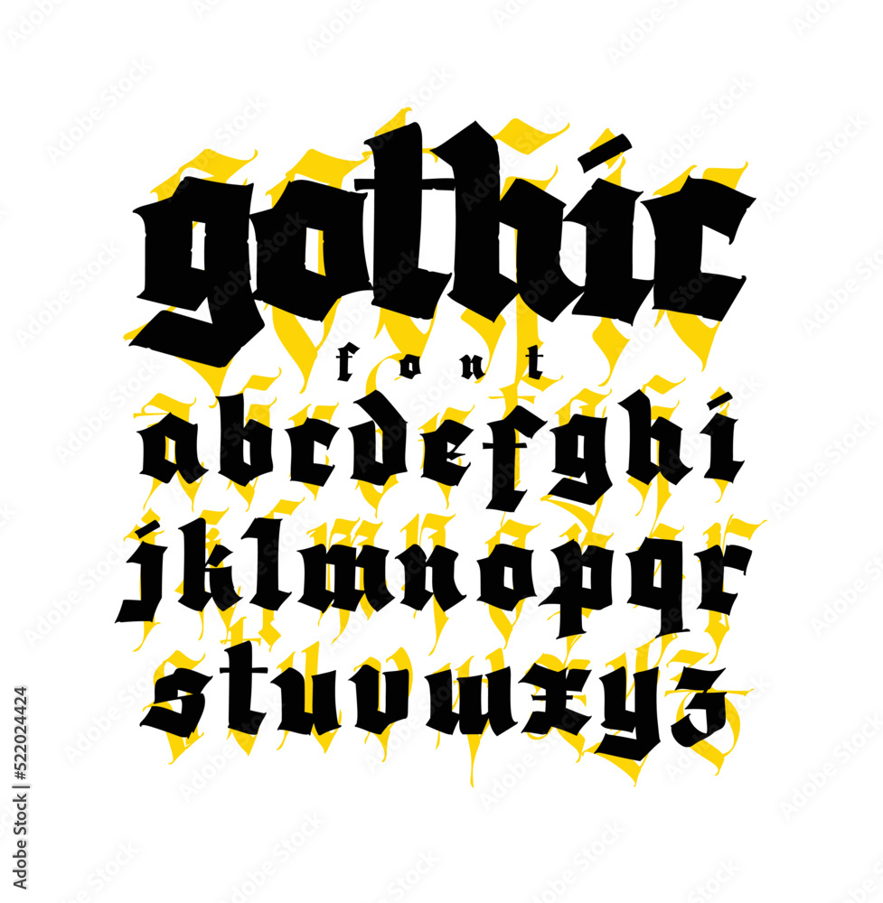 Gothic, display English font. Vector. Medieval latin letters of ...