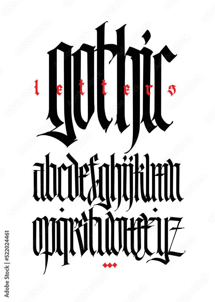 Gothic, display English alphabet. Vector. Medieval Latin letters ...