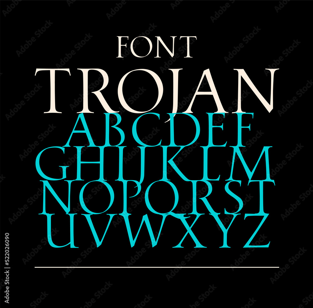 Set of classic roman font. Capital letters. Uneven ancient font ...
