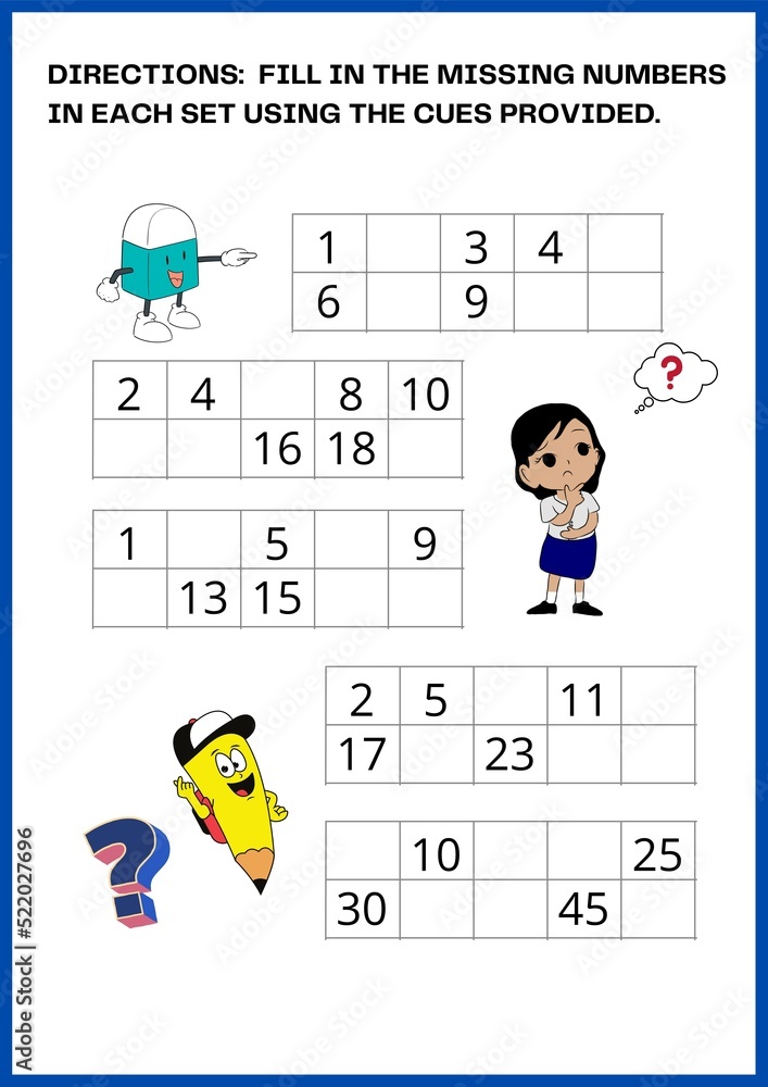 Write the missing numbers learning exercise for kindergarten school ...