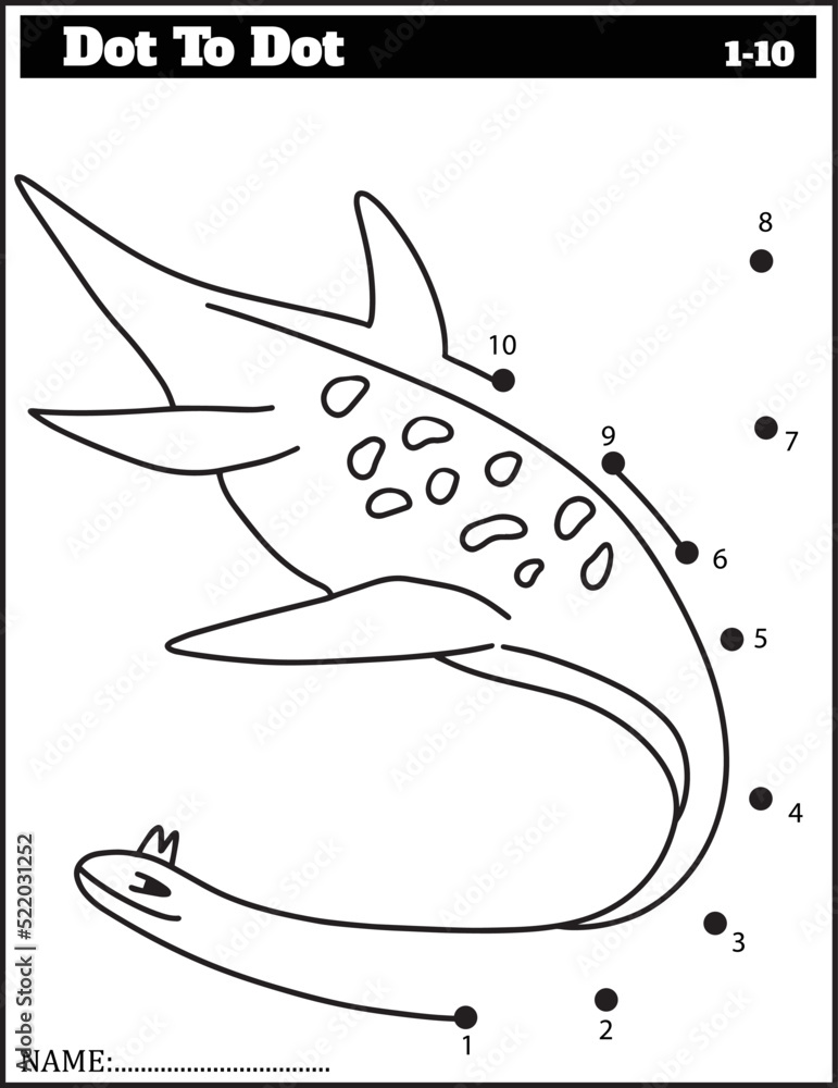 Funny cartoon dinosaur. Dot to dot game for kids, Numbers Worksheet ...