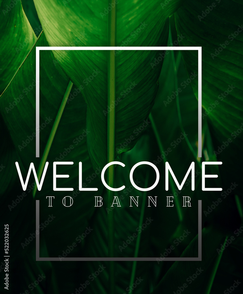 welcome poster on leaf background colorful gradient brush design Vector ...