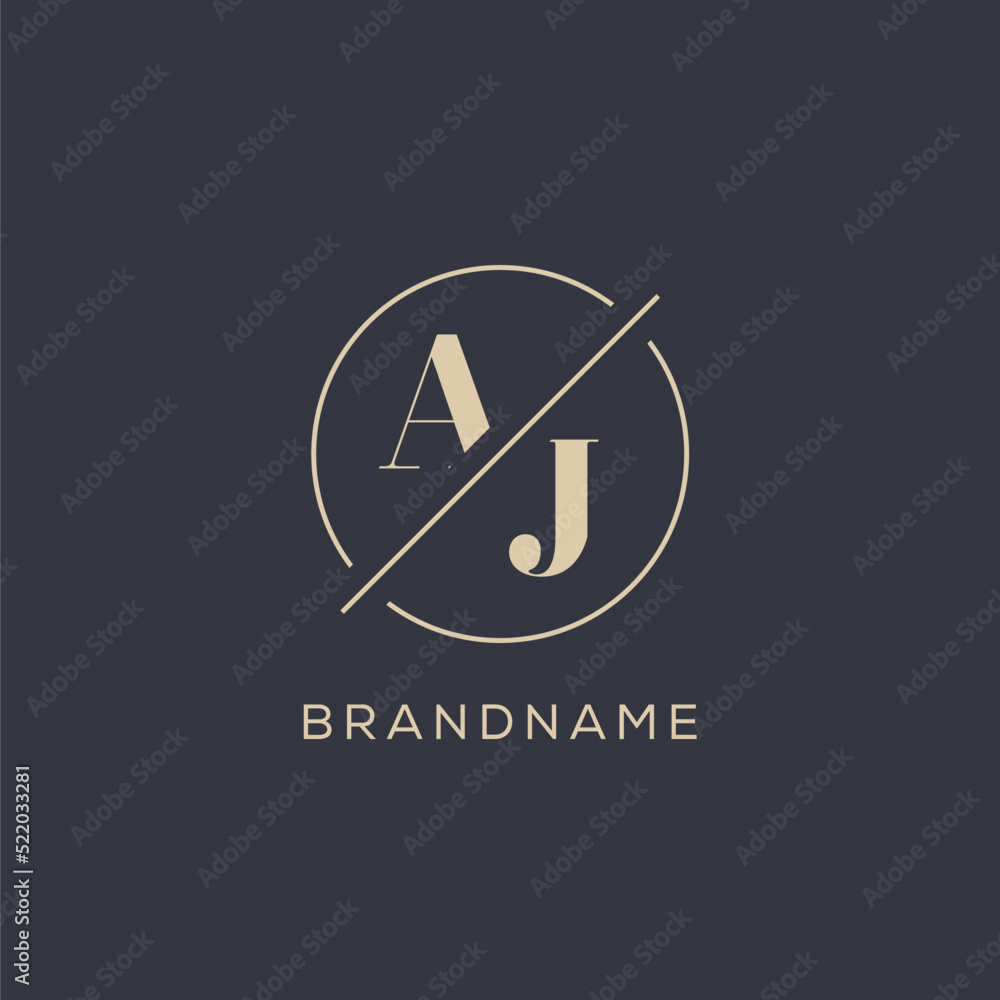 Initial letter AJ logo with simple circle line, Elegant look monogram ...