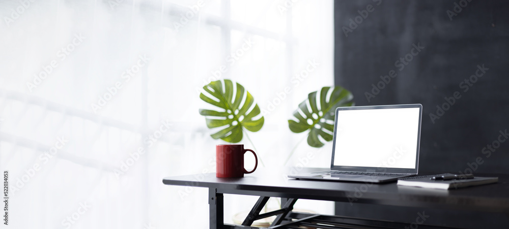 Laptop screen, Laptop Computer, notebook copy space, and eyeglasses ...