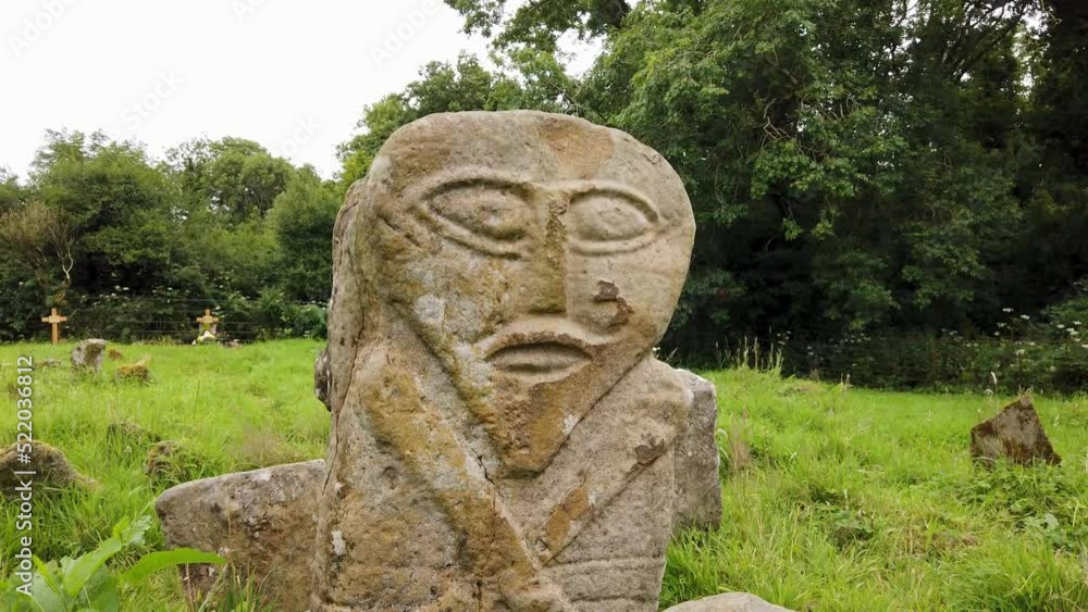 This is a bronze age stone carviing with two faces,called Janus ...
