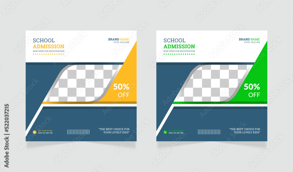 Back to school admission social media post template Stock Vector ...