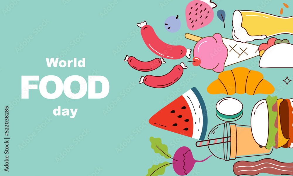 Hand drawn world food day illustration vector Stock Vector | Adobe Stock