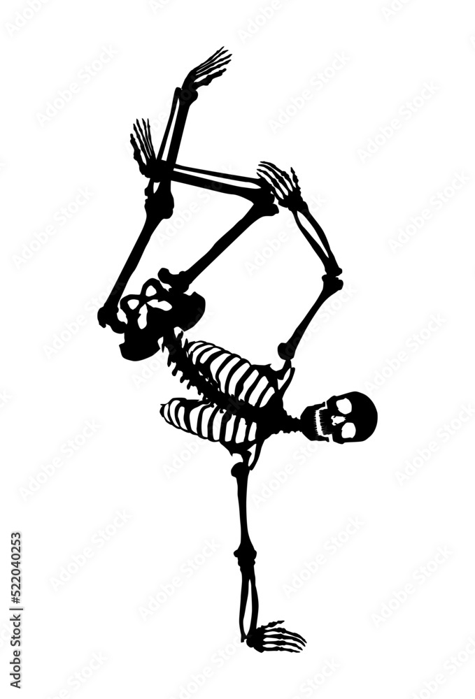 Silhouette of a dancing skeleton. One shape (curve) vector. Stock ...