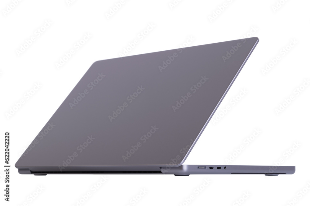 Isolated laptop side back view with empty space on white background ...