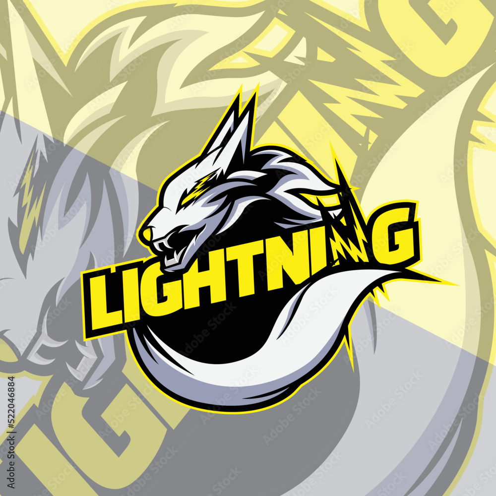 Aggry Wolf Logo Esport with Lightning Effect Art Illustration. Designs ...