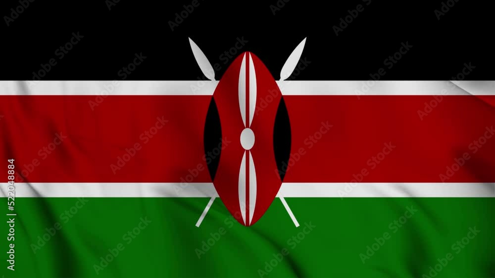 Kenya flag waving looping footage Full 4K (3840 x 2160) Realistic Kenya ...
