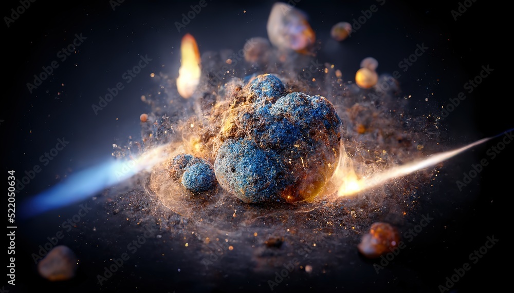 Fantastic explosion of a planet, an asteroid or a meteorite exploding ...