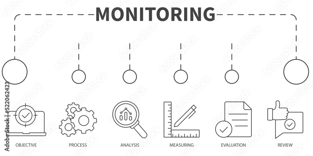 monitoring process Vector Illustration concept. Banner with icons and ...