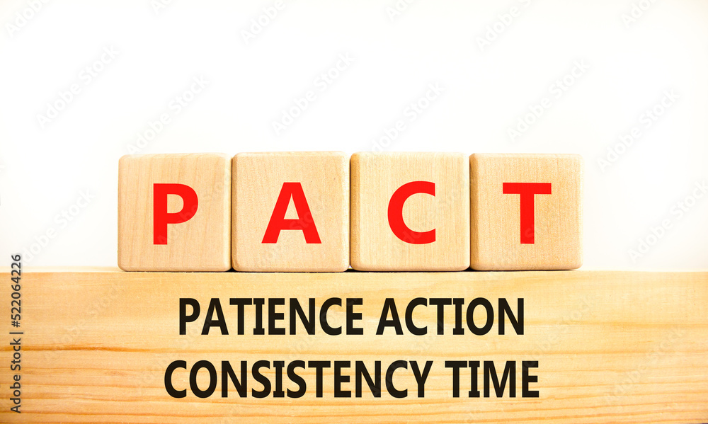 PACT patience action consistency time symbol. Concept words PACT ...