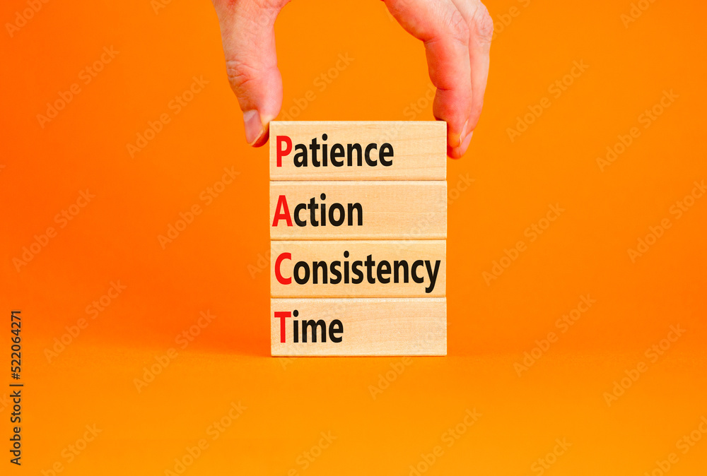 PACT patience action consistency time symbol. Concept words PACT ...