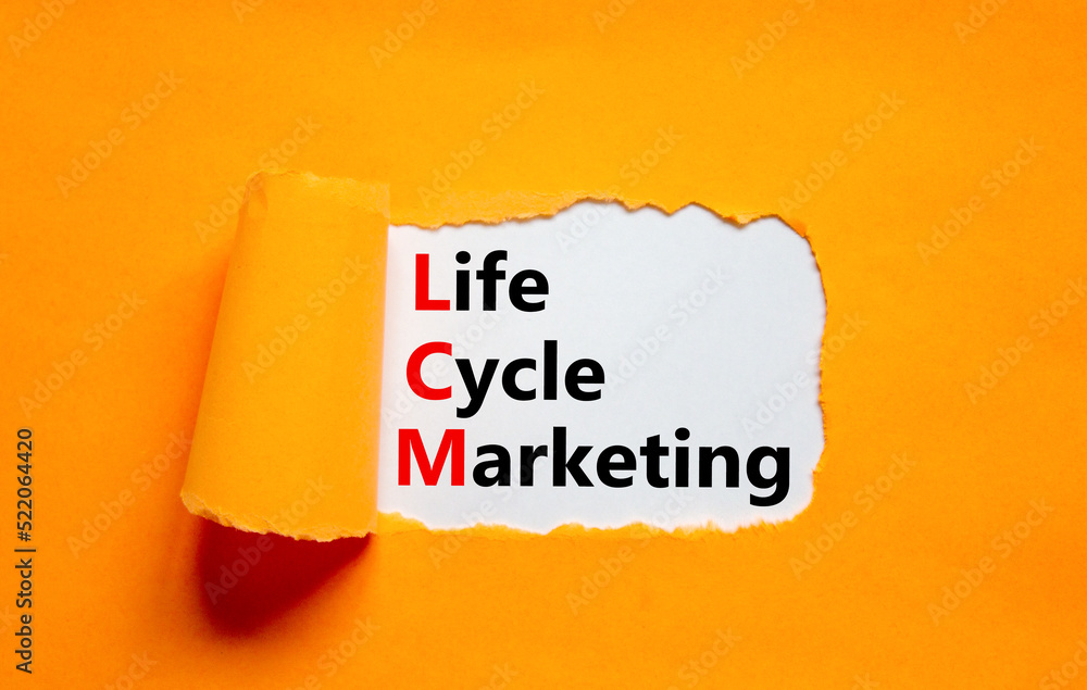 LCM lifecycle marketing symbol. Concept words LCM lifecycle marketing ...