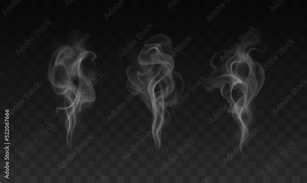 Vector set of realistic smoke effects on dark background Stock Vector ...