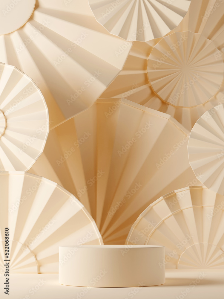 Chinese beige luxury background with pedestal, podium, round stage ...