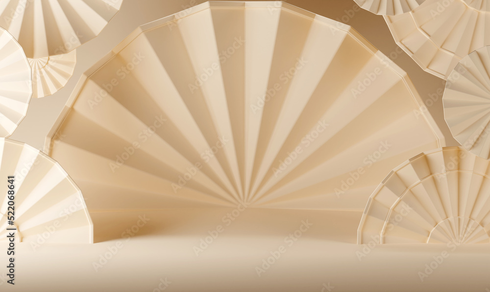 Chinese beige luxury background with pedestal, podium, round stage ...