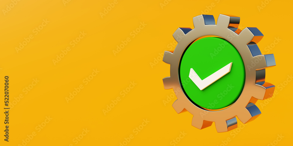 Symbol of quality certification and guarantee with a cogwheel and a ...