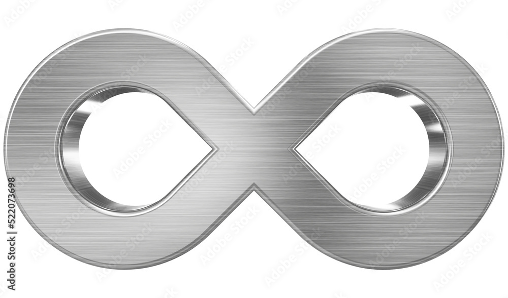 Infinity symbol 3d brushed metal isolated on white background - 3d ...