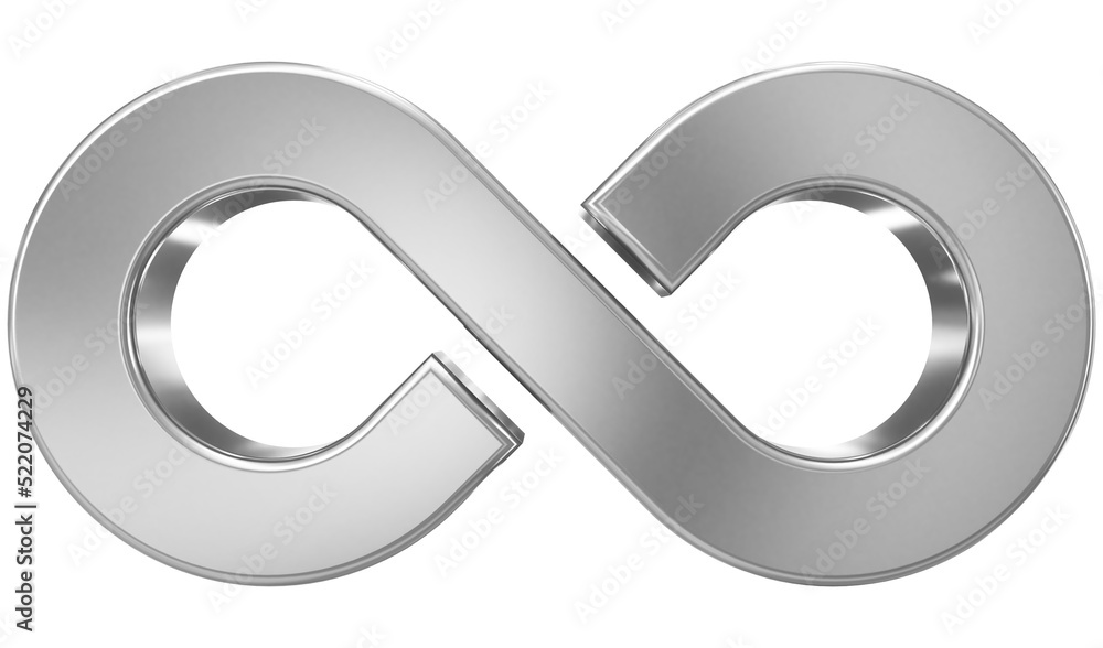 Infinity symbol 3d silver isolated on white background - 3d rendering ...