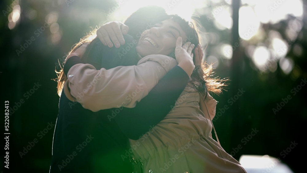 Two best friends reunion. Female friendship hug and embrace. Friends ...