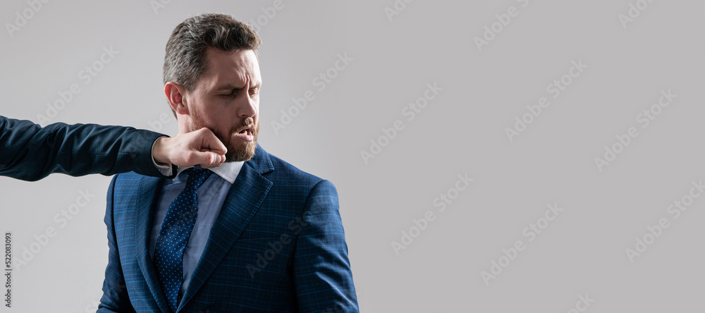 Man face portrait, banner with copy space. knockout. struggle for ...