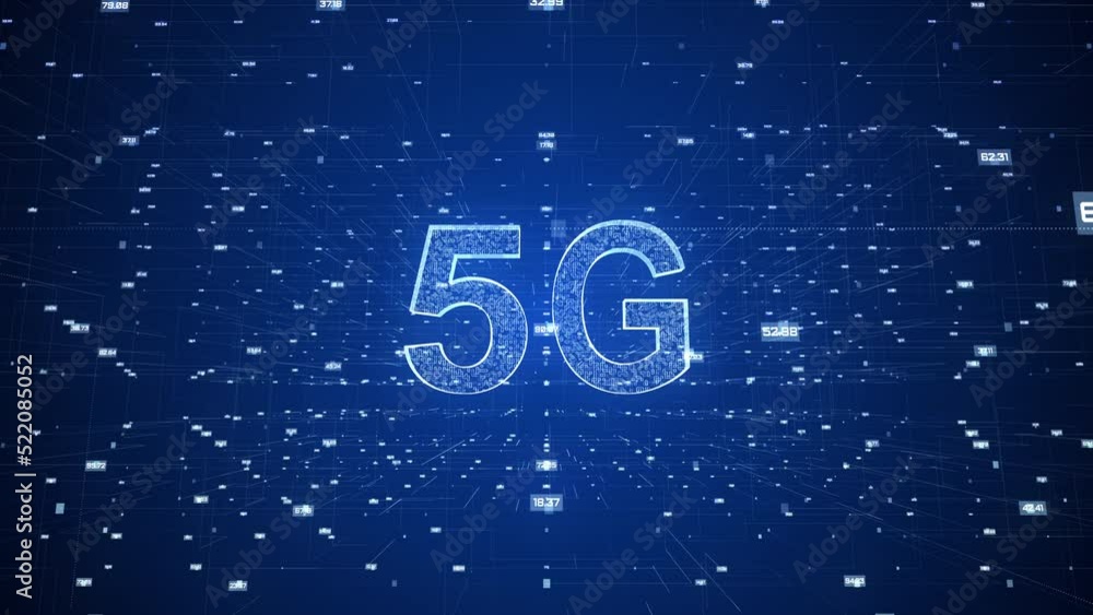 Vidéo Stock 5G sign moving in digital cyberspace animation. Abstract ...
