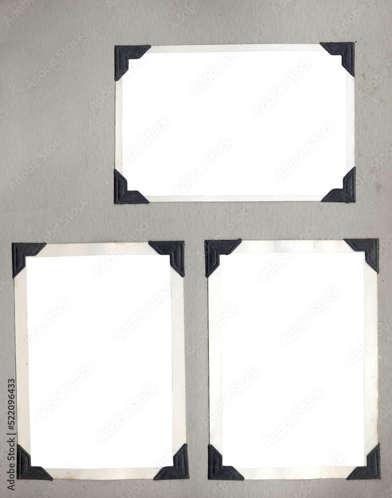 Old fashioned photo album page with transparent image cutouts Stock ...