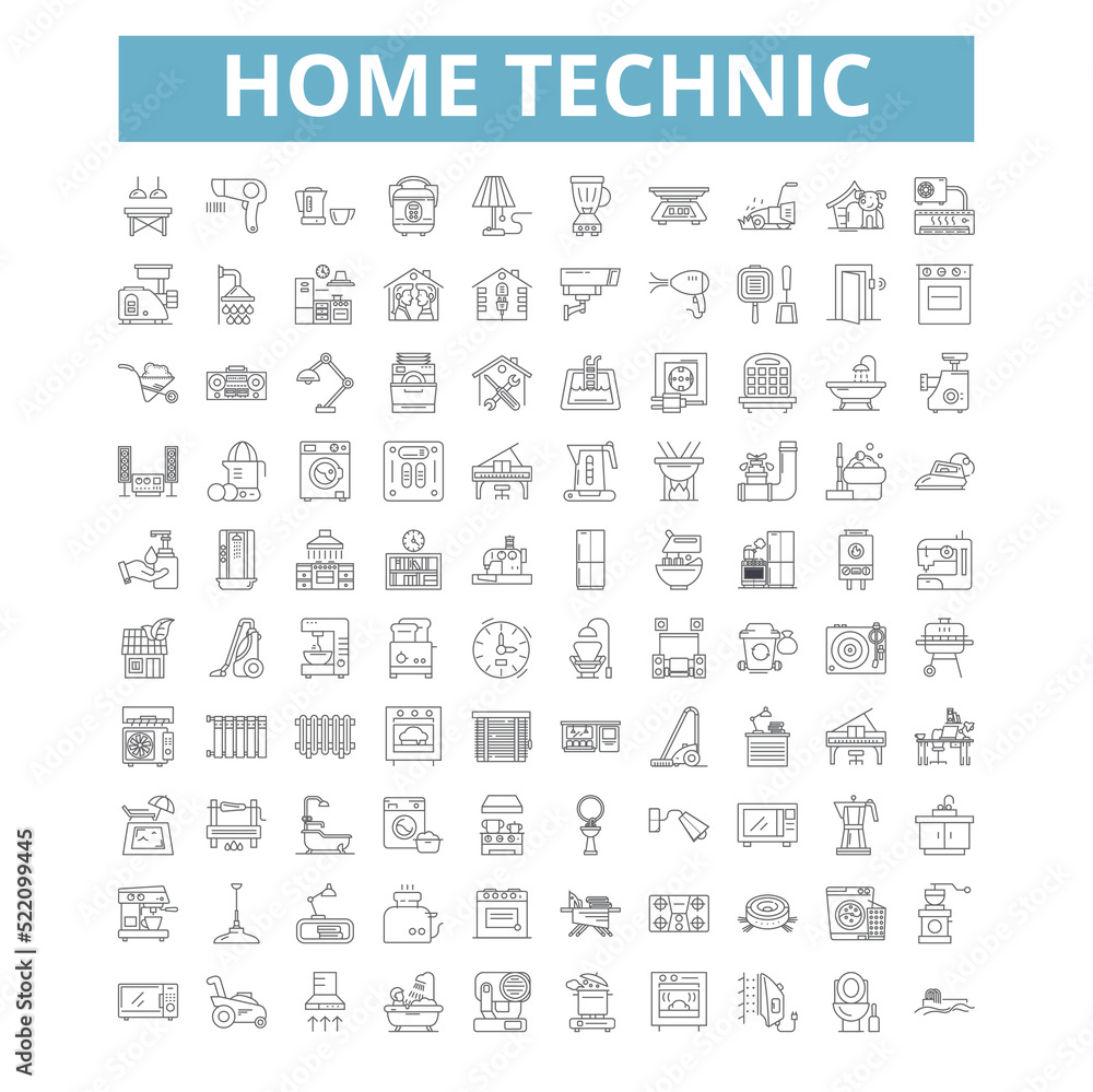 Home technic icons, line symbols, web signs, vector set, isolated ...