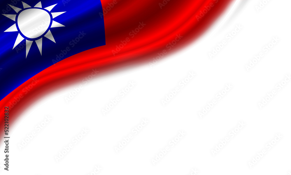 Wavy flag of Taiwan against white background. 3d illustration Stock ...