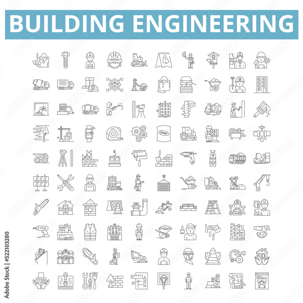 Building engineering icons, line symbols, web signs, vector set ...