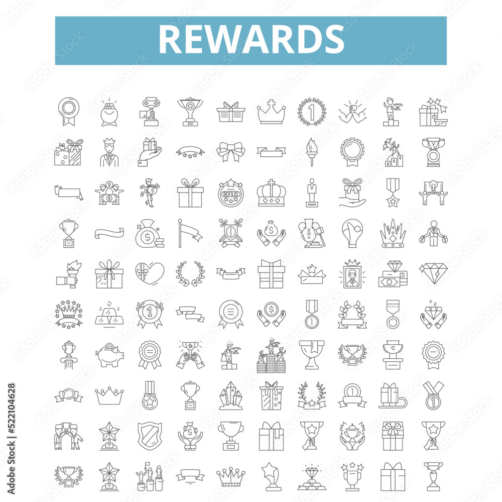 Rewards icons, line symbols, web signs, vector set, isolated ...