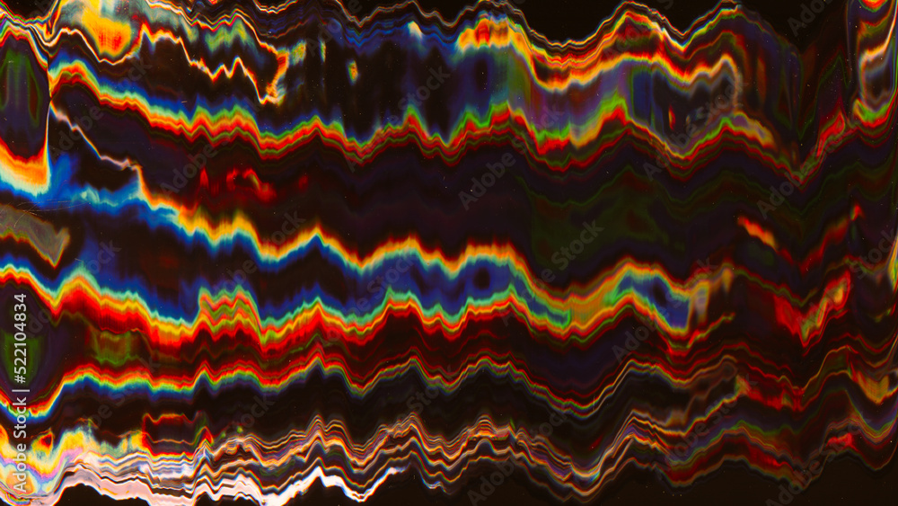 Neon glitch. Digital artifacts. Static distortion. Red blue orange ...