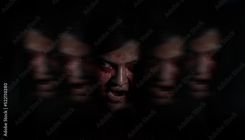 Face Horror of Ghost death screaming with blood darkness and nightmare ...