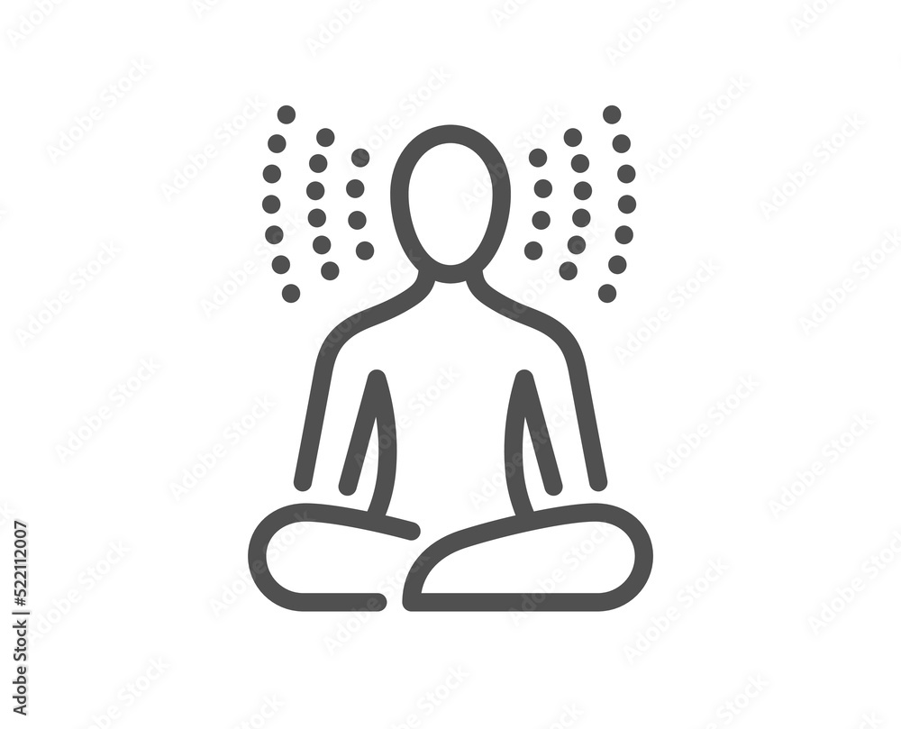 Yoga line icon. Meditation pose sign. Relax body and mind symbol ...